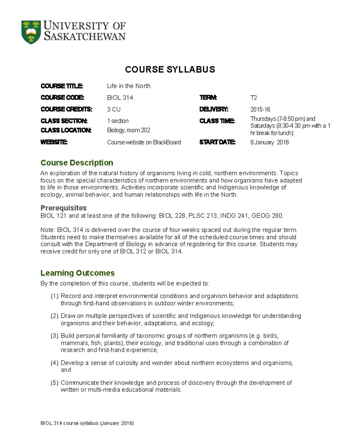 BIOL 314.01 Syllabus 2017 01 - BIOL 314 course syllabus (January 2016 ...