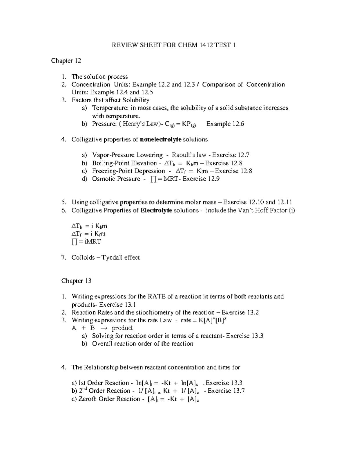 CHEM 1412 TEST 1 Review - REVIEW SHEET FOR CHEM 1412 TEST 1 Chapter 12 ...