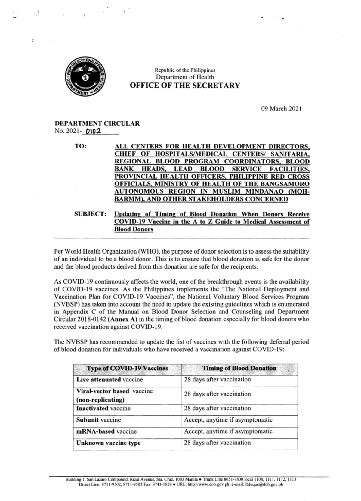 DOH DEPT Circular - lecture - mE ~ Republic of the Philippines ...