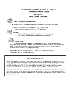 Filipino Grade 7 Module Quarter 2 Weeks 3-4 - Sangay ng mga ...