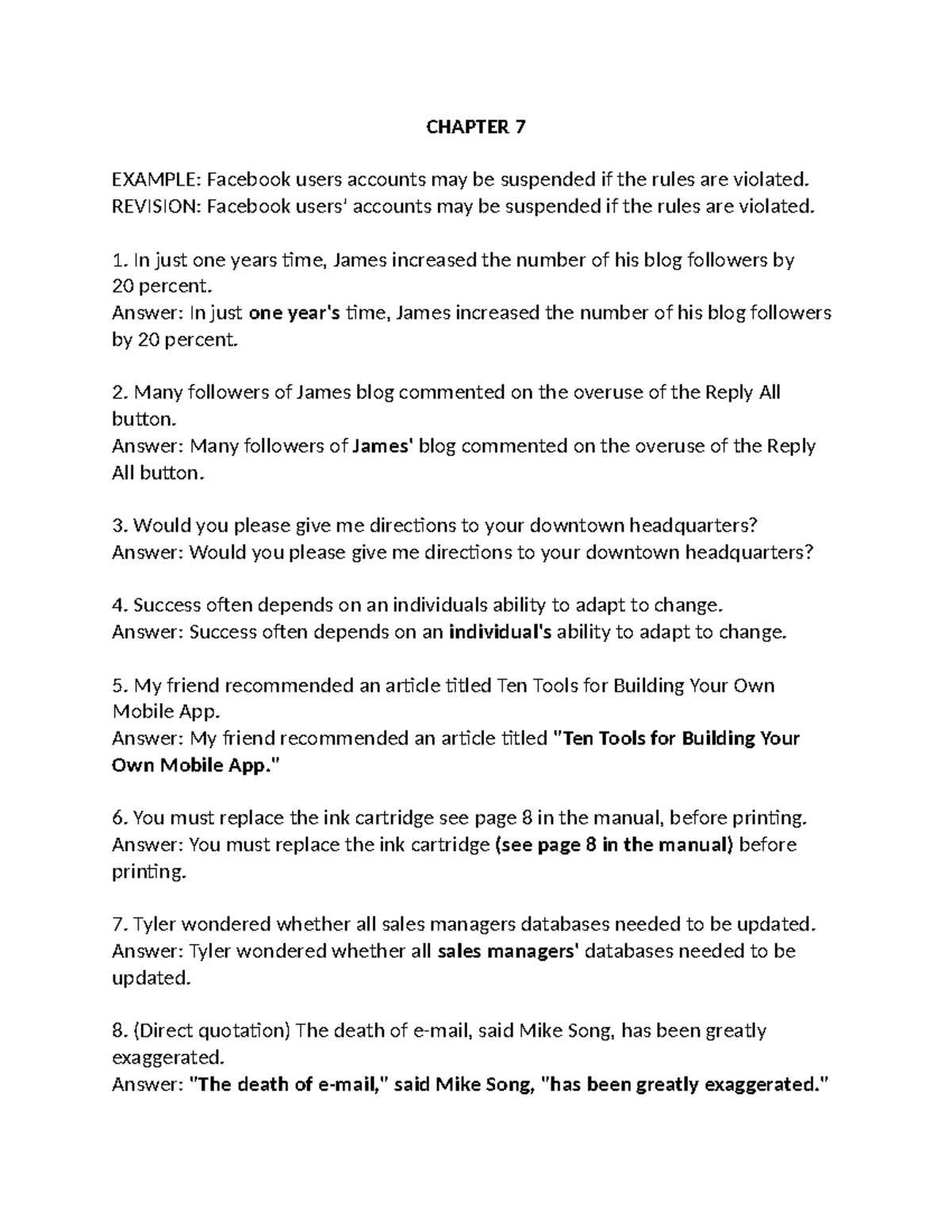 Chapter 7 - CHAPTER 7 EXAMPLE: Facebook users accounts may be suspended if the rules are ...