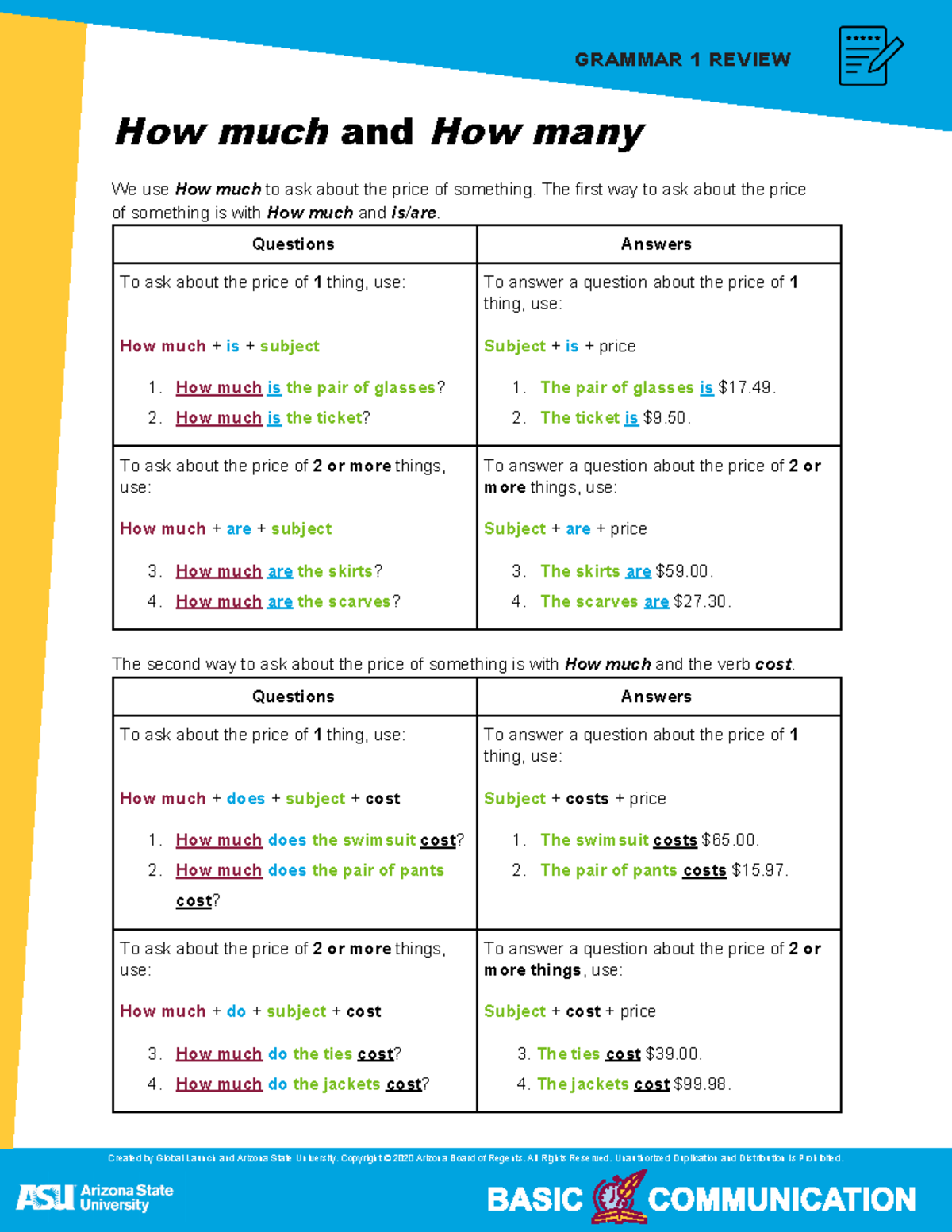 Unit 4 Grammar #1 Review - How much and How many We use How much to ask ...