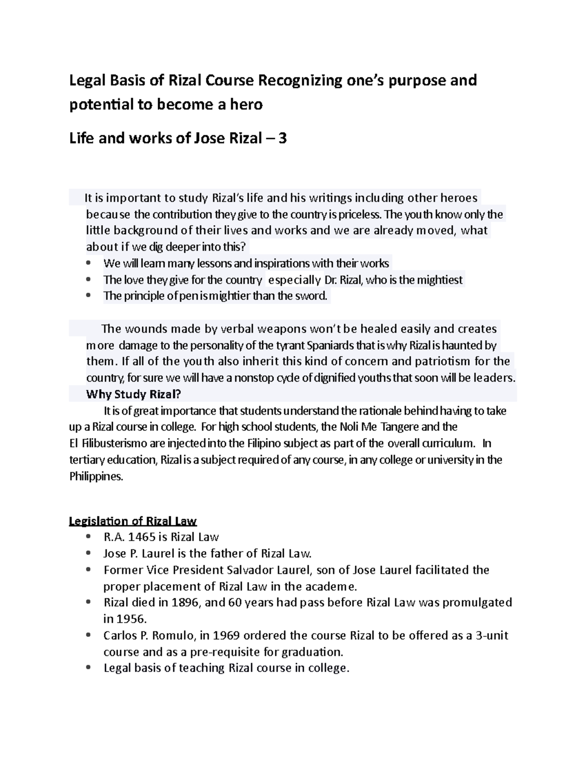 Life and works of Jose Rizal - 1 - Legal Basis of Rizal Course ...