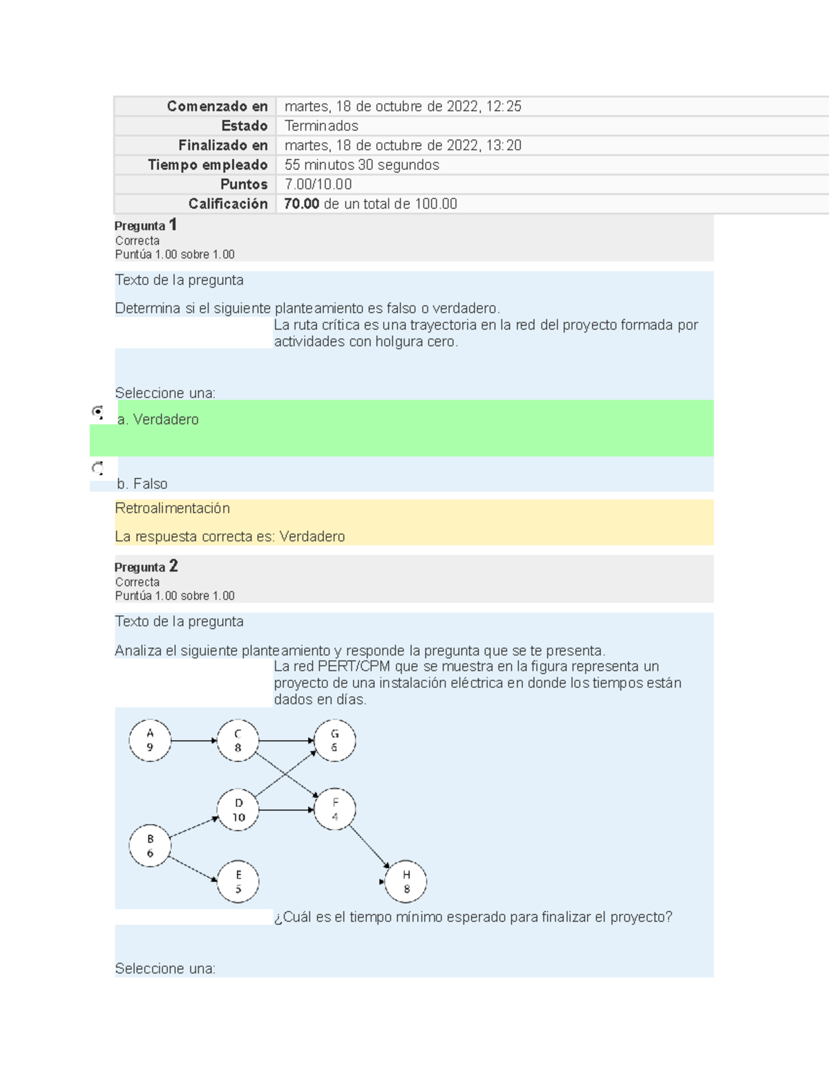 Exa2 Admon Proyv 1 - EXA1 Admin Proye V2 - Comenzado en martes, 18 de ...