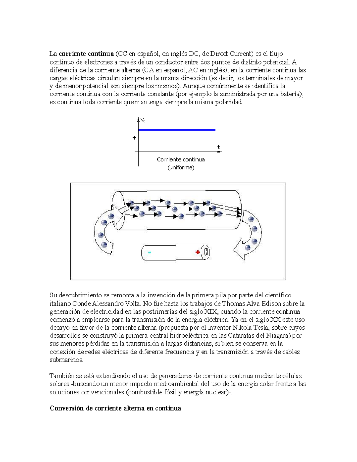 AC vs DC - Corriente AC y DC - La corriente continua (CC en español, en ...