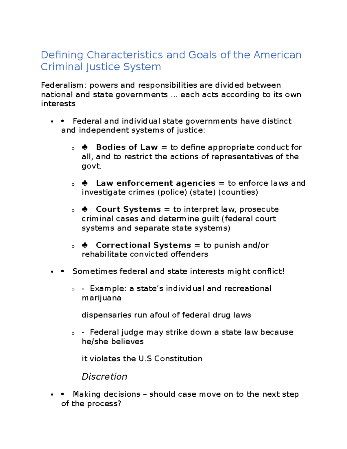 American Criminal Justice - Defining Characteristics and Goals of the ...
