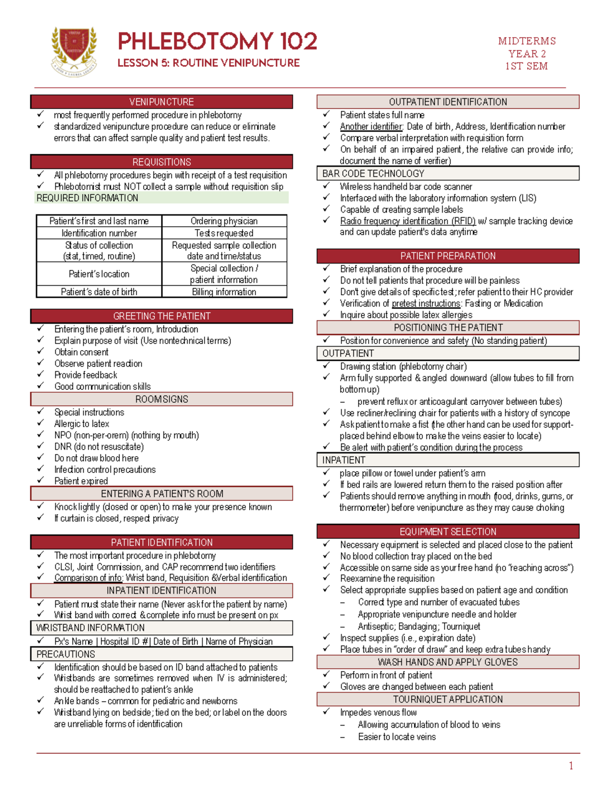 5- Routine- Venipuncture - PHLEBOTOMY 102 LESSON 5 : ROUTINE ...
