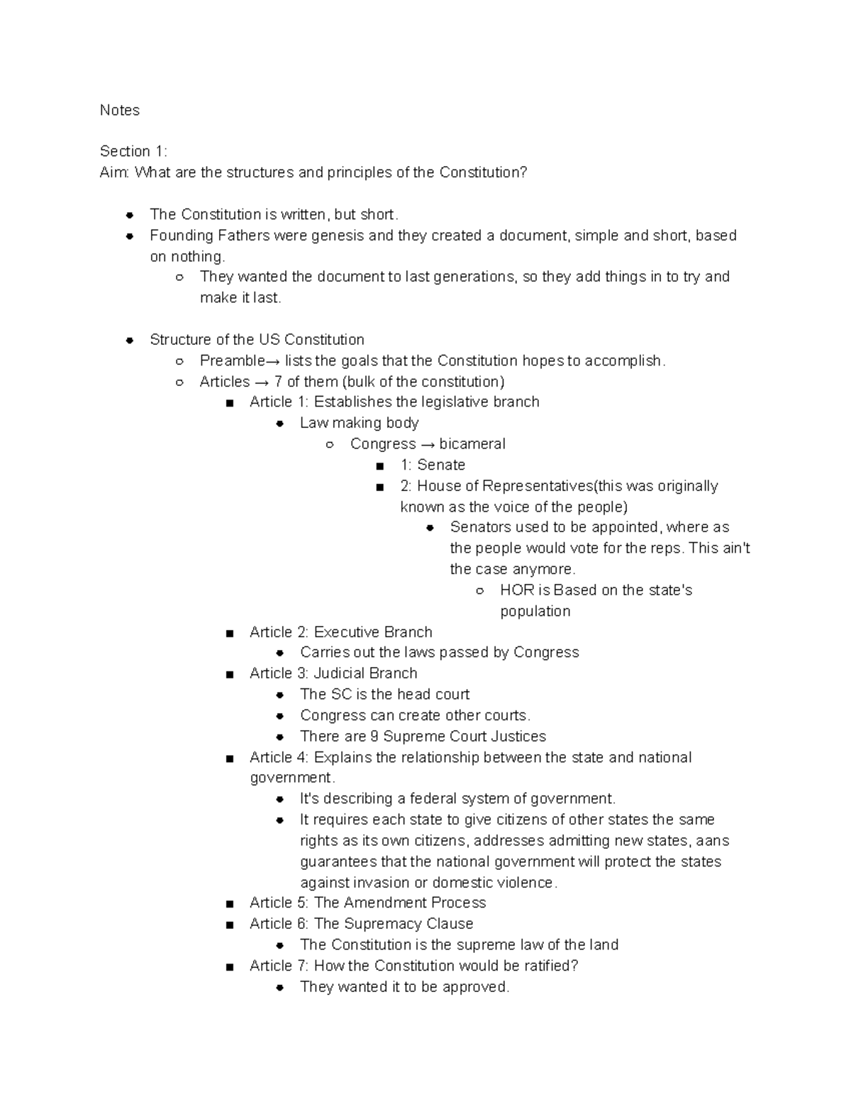 Politics and Government Lecture Notes - Notes Section 1: Aim: What are ...