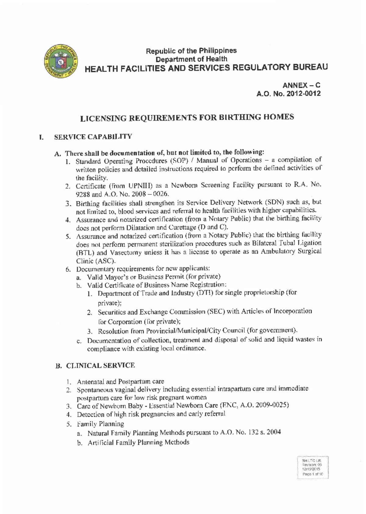 AO NO 2012-0012 Annex C - NOTES - Republic of the Philippines ...