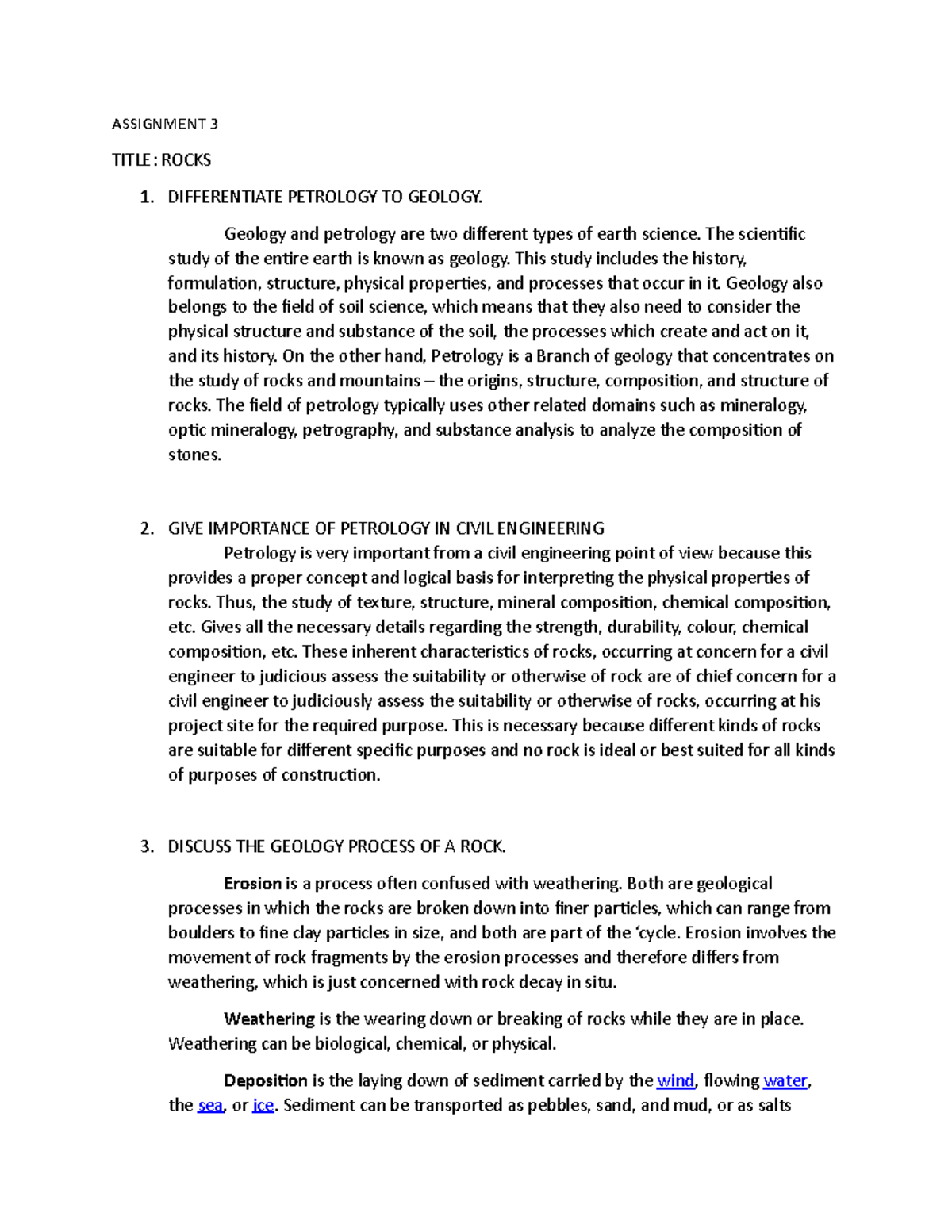Assignment-3 - fsdafsd - ASSIGNMENT 3 TITLE: ROCKS DIFFERENTIATE ...