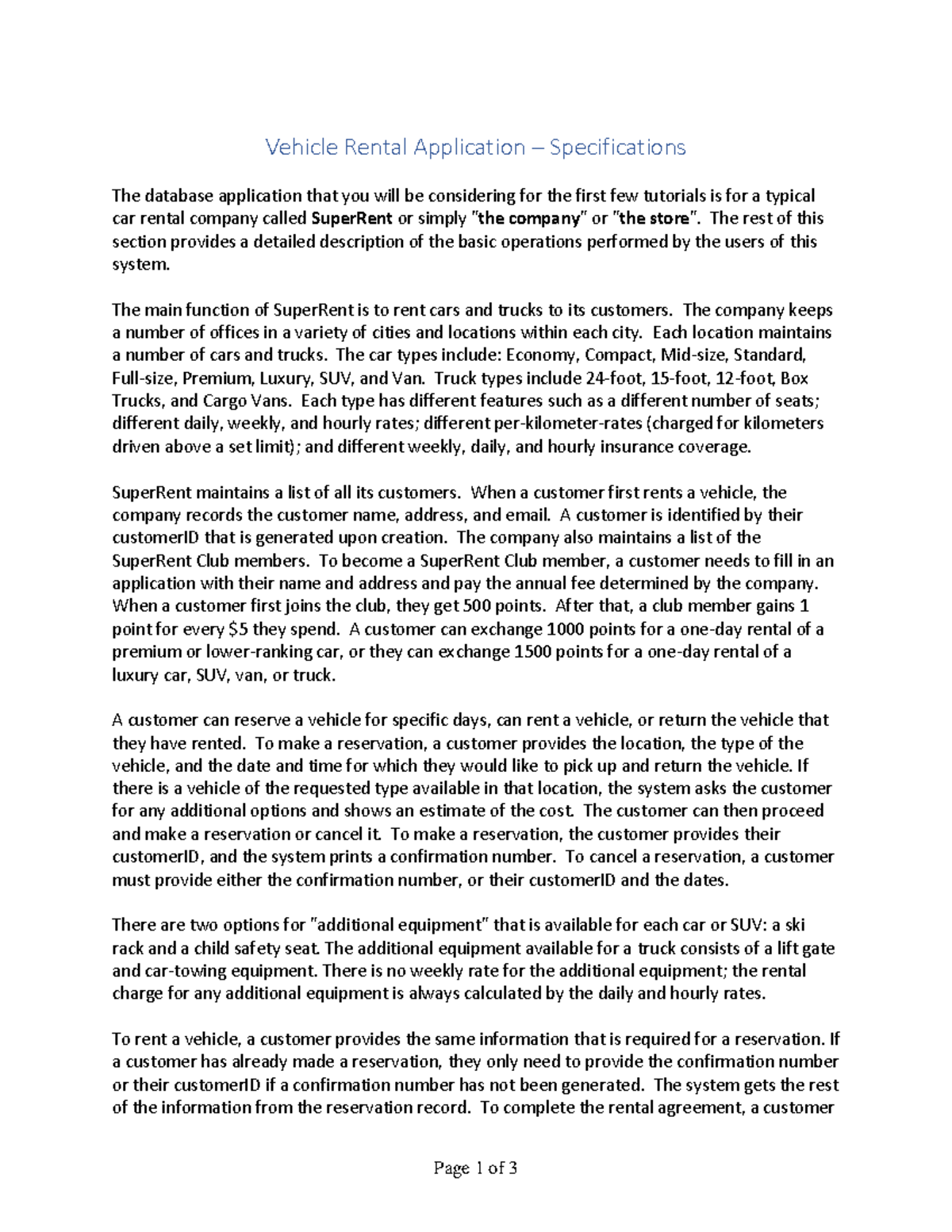 Vehicle rental specifications - Page 1 of 3 Vehicle Rental Application ...