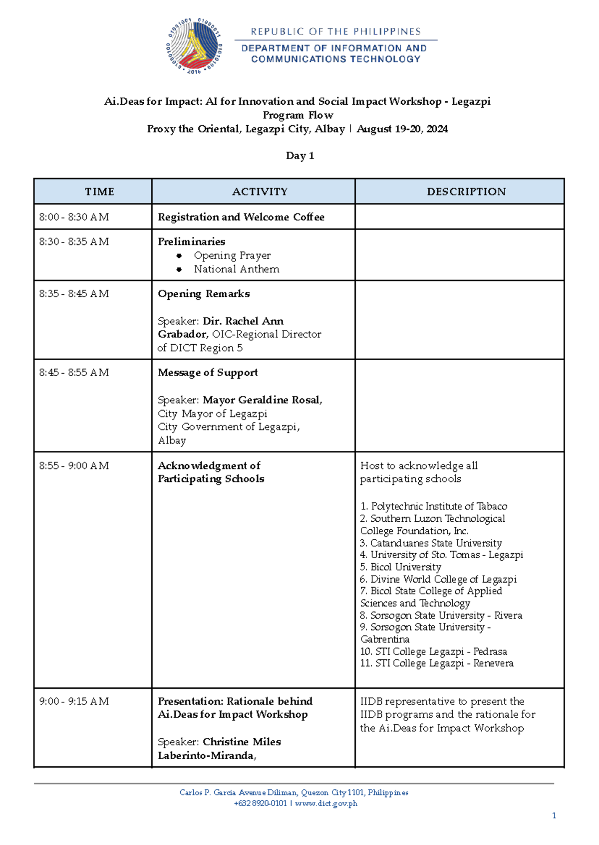 Program-Flow-Ai.Deas-for-Impact-Workshop-Legazpi - Ai for Impact: AI for Innovation and Social ...