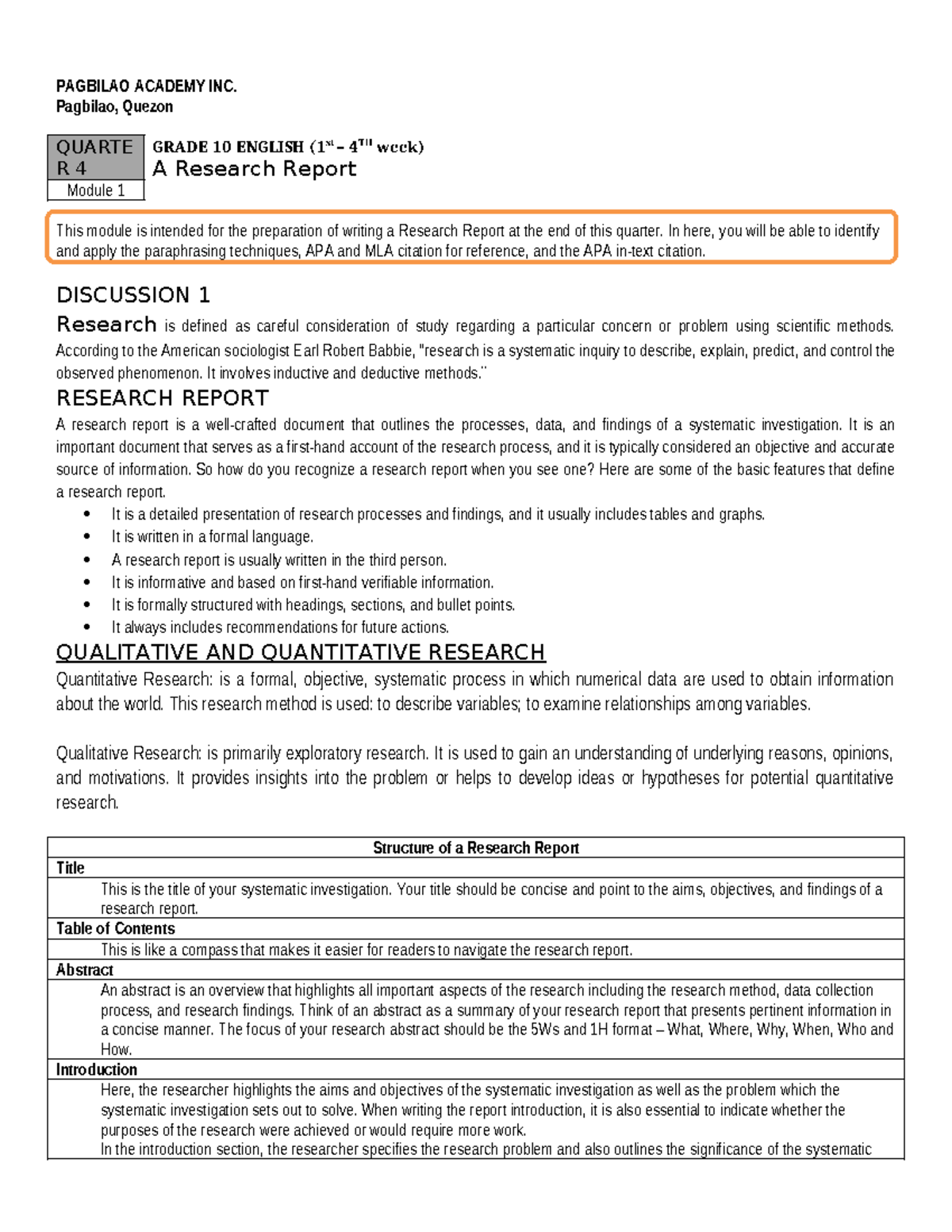 ENG-10-Q4 Module-1-2 - Research Report Module - PAGBILAO ACADEMY INC ...