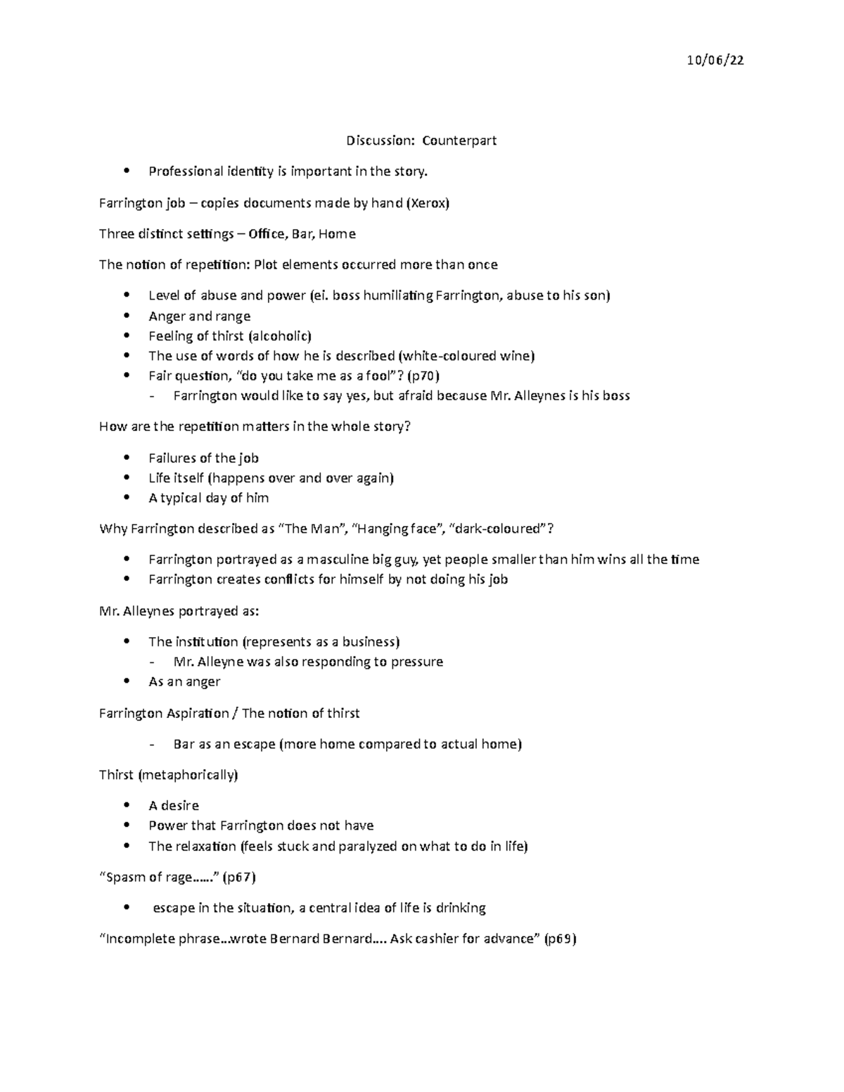 James Joyes, Counterparts Analysis - 10/06/ Discussion: Counterpart ...