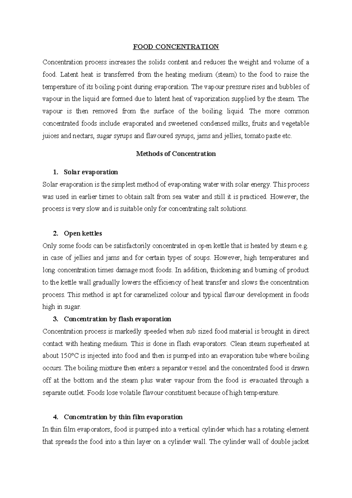 FOOD Concentration - Summary food and beverage - FOOD CONCENTRATION ...