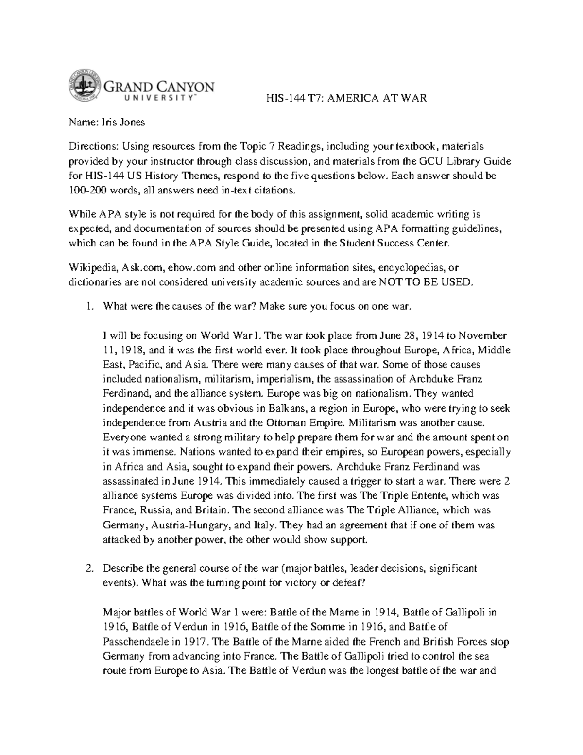 HIS-144-RS-America at War Worksheet - HIS-144 T7: AMERICA AT WAR Name ...