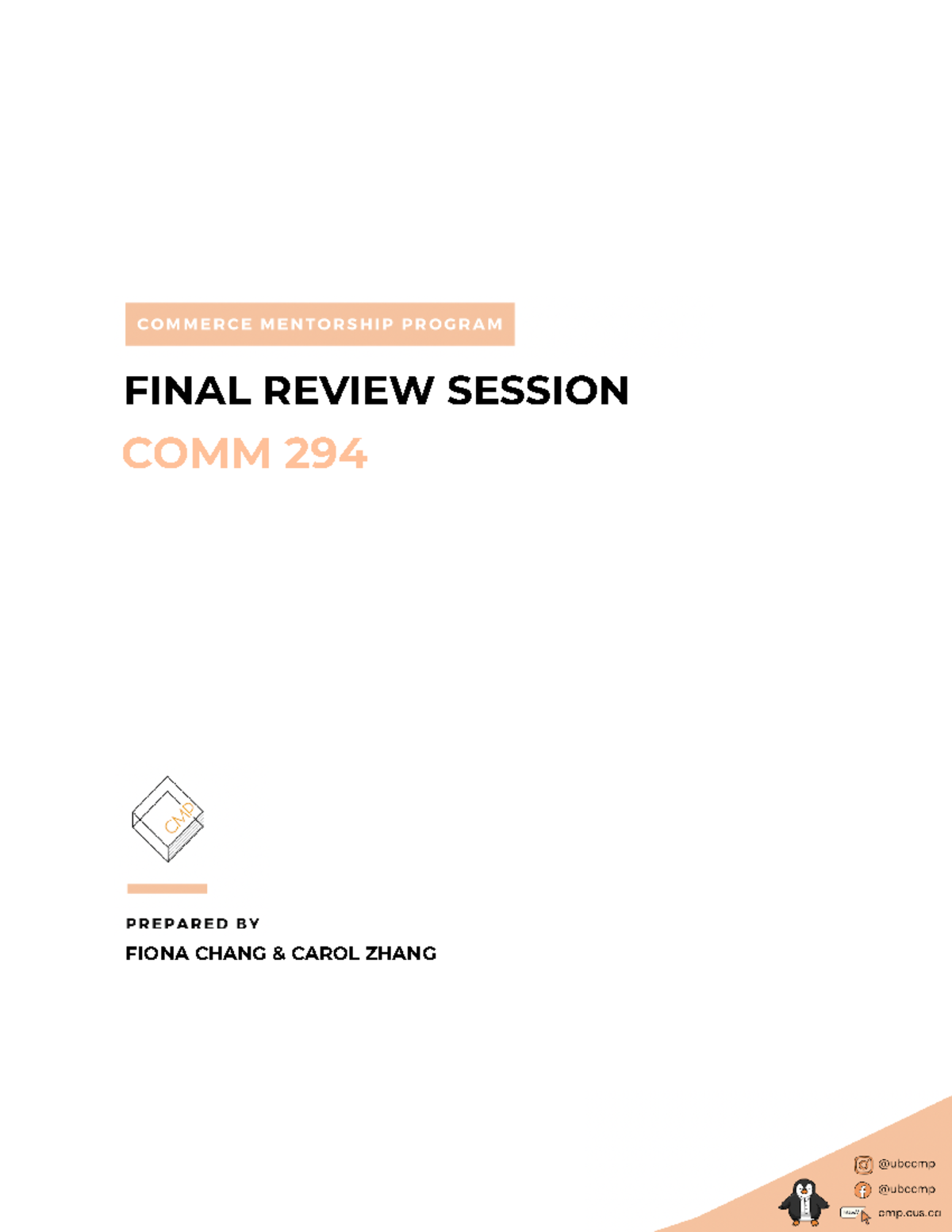 Rcomm 294 2021W2 Final - awertyu - FINAL REVIEW SESSION COMM 294 FIONA ...