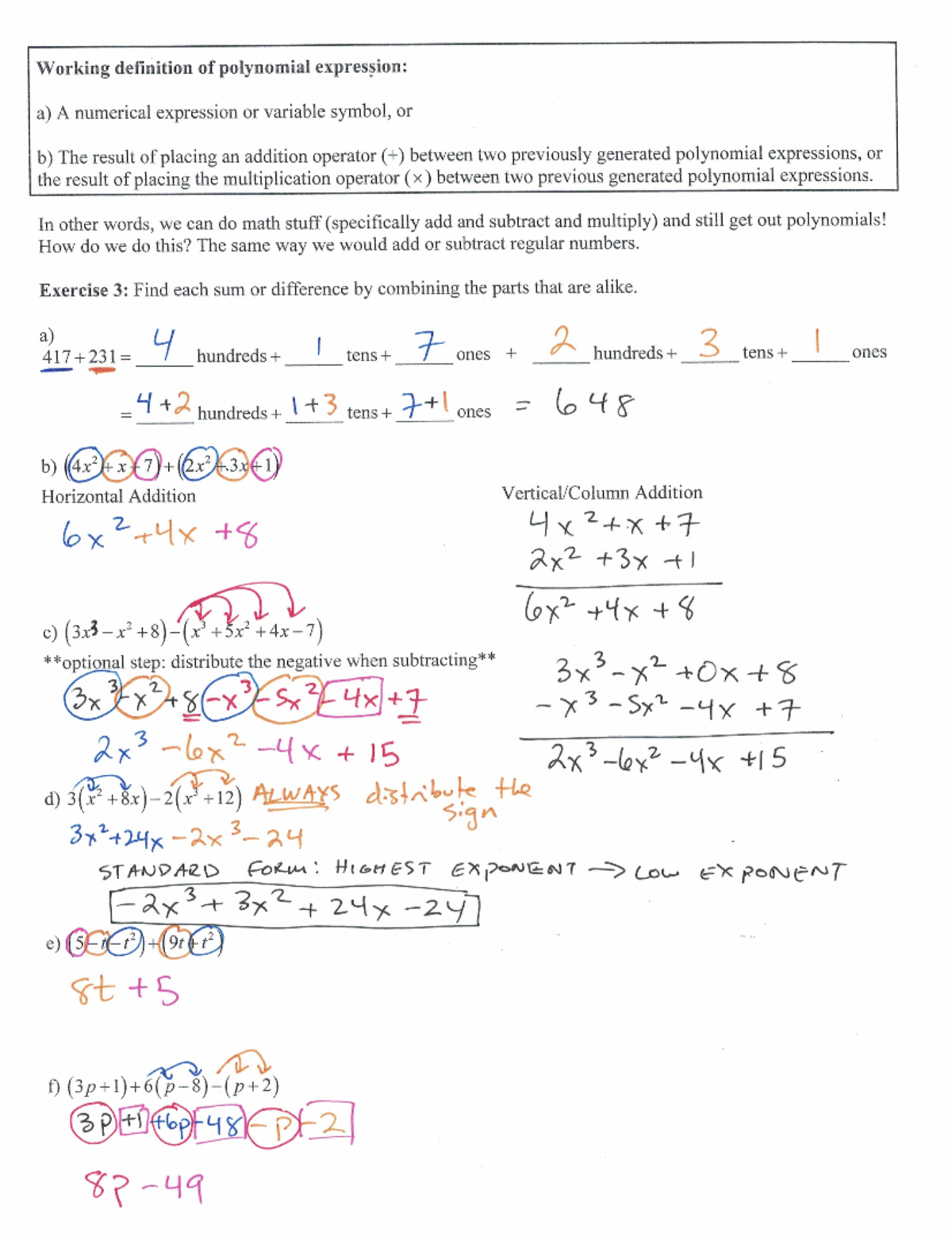 Adding and Subtracting Polynomials - MAT 121 - Studocu