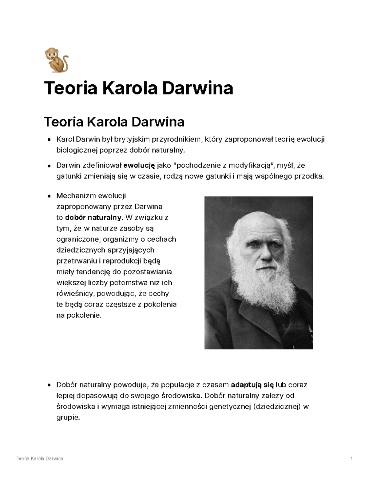 Teoria Karola Darwina - 🐒 Teoria Karola Darwina Teoria Karola Darwina Karol Darwin był ...