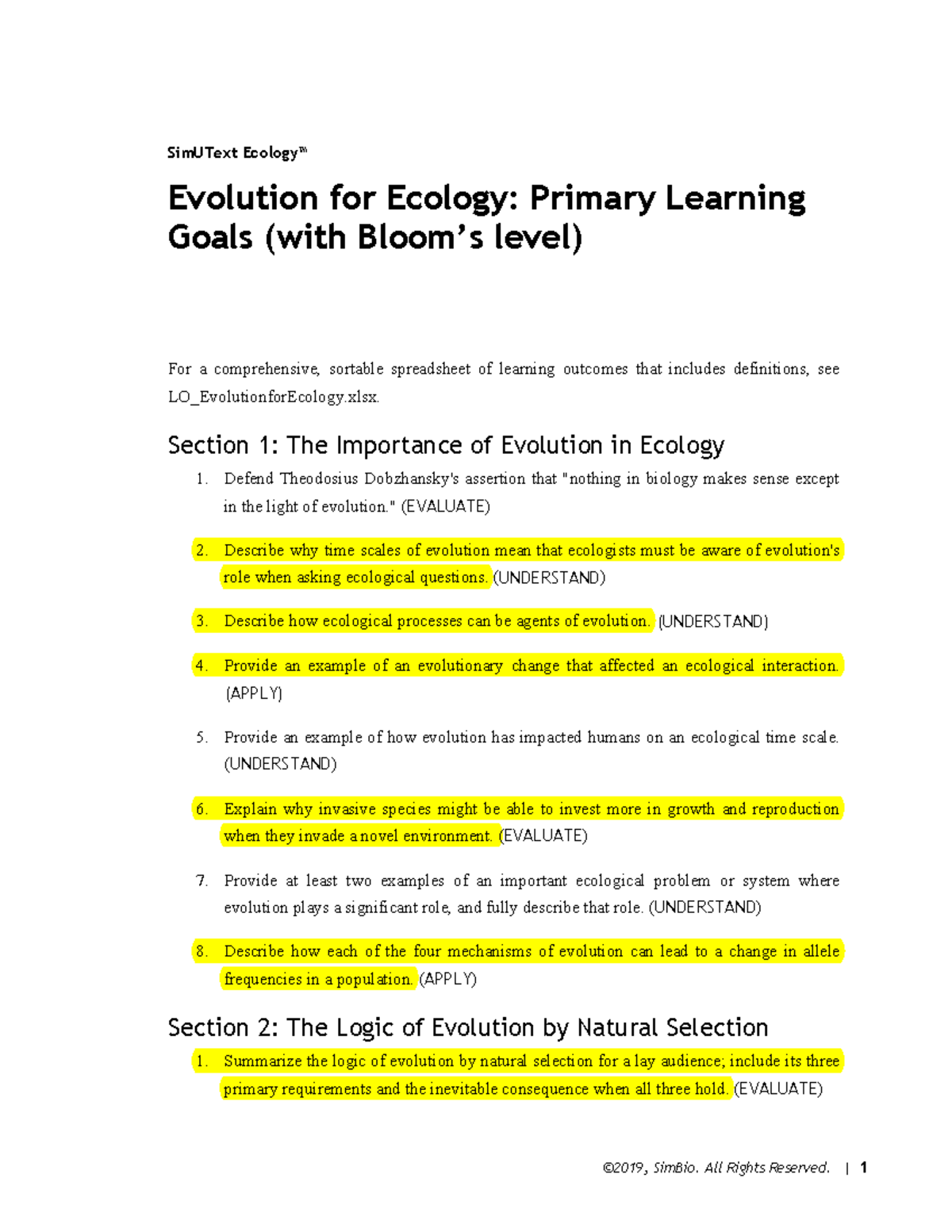 LG Evolutionfor Ecology - SimUText Ecology™ Evolution for Ecology ...