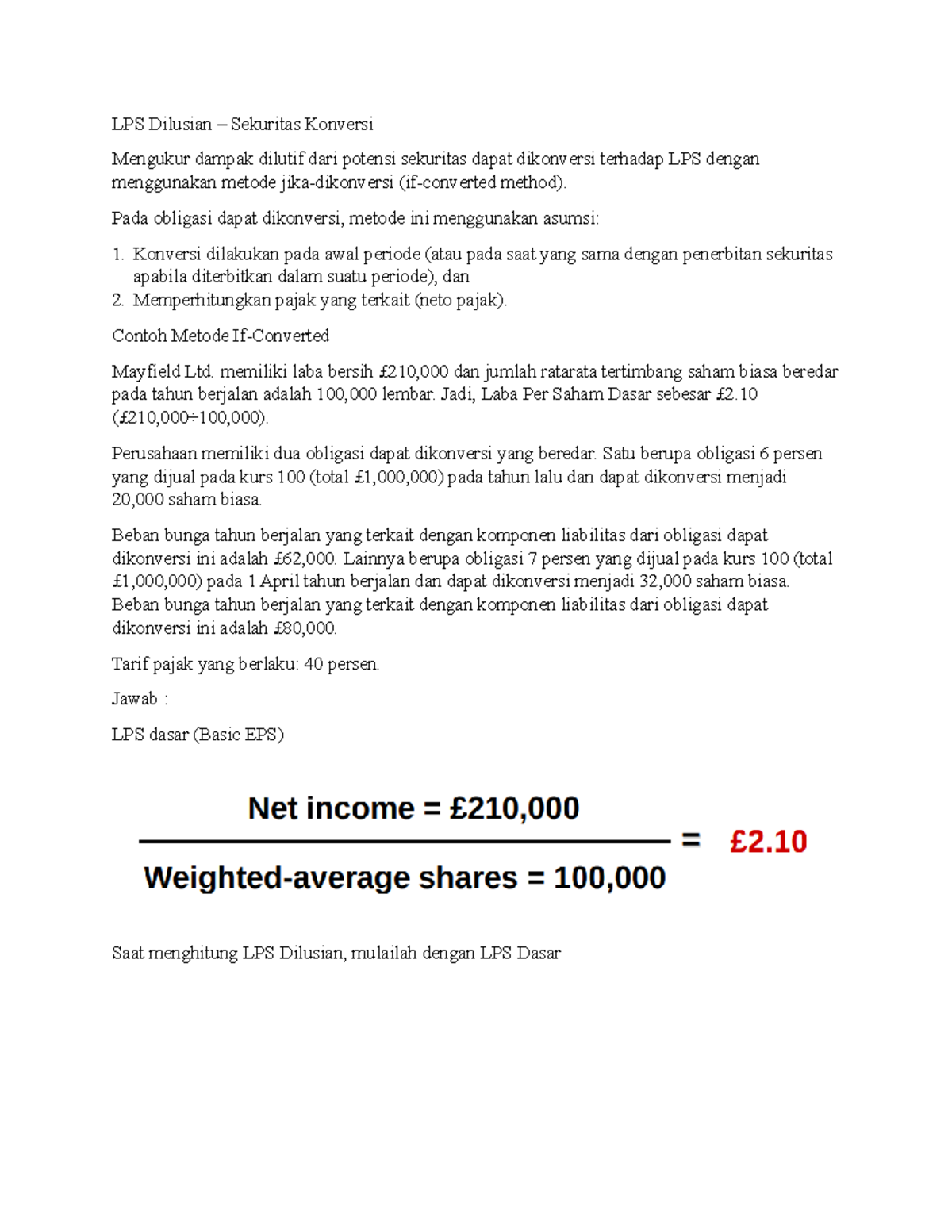 LPS Dilusian - Pada obligasi dapat dikonversi, metode ini menggunakan ...