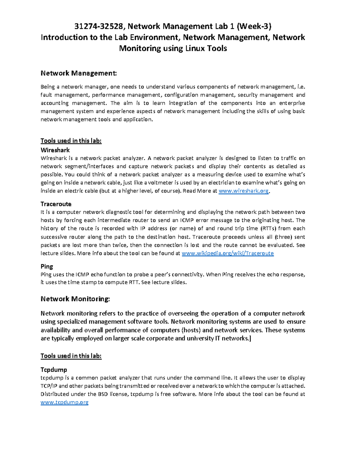 Network Management Lab 1 - Warning: TT: undefined function: 32 ...