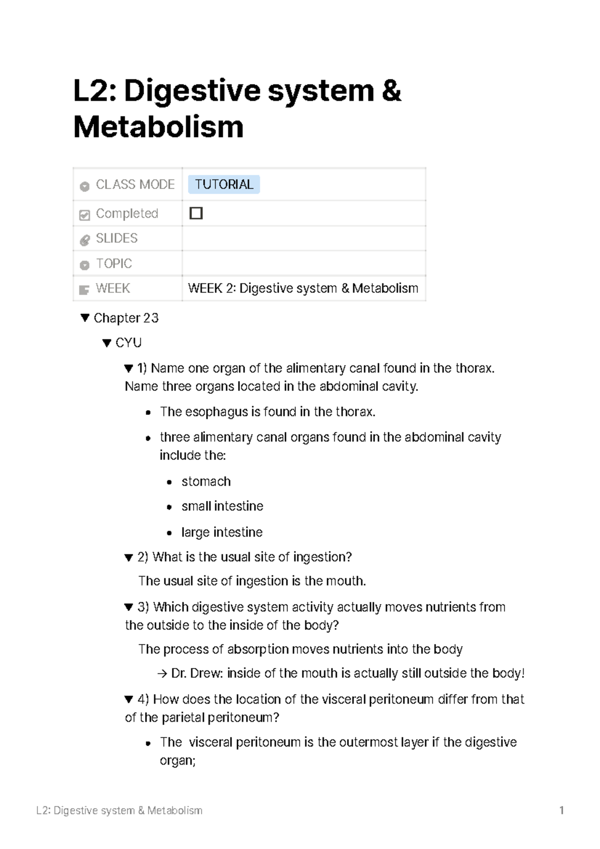 L2 Digestive system Metabolism Book chapter - L2: Digestive system ...