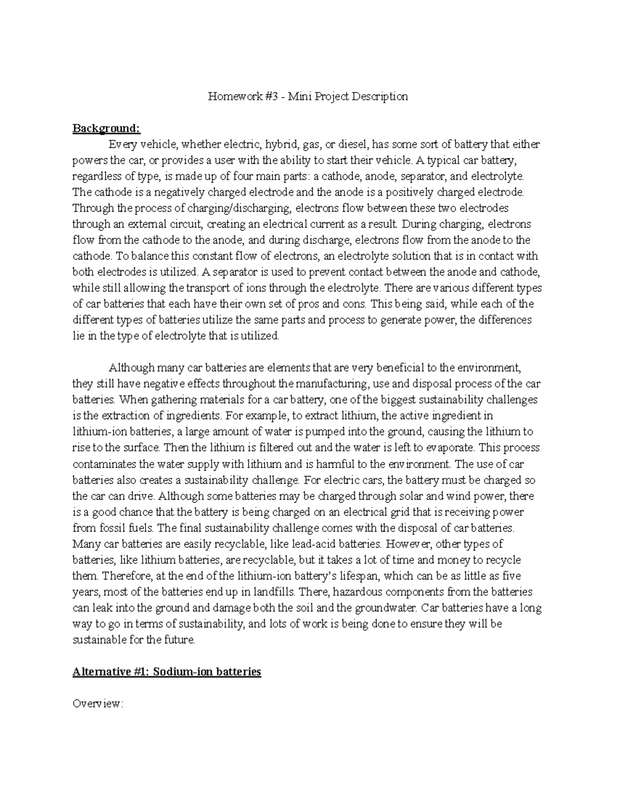 HW#3 - Homework #3 for interdisciplinary design project Semester 1 ...