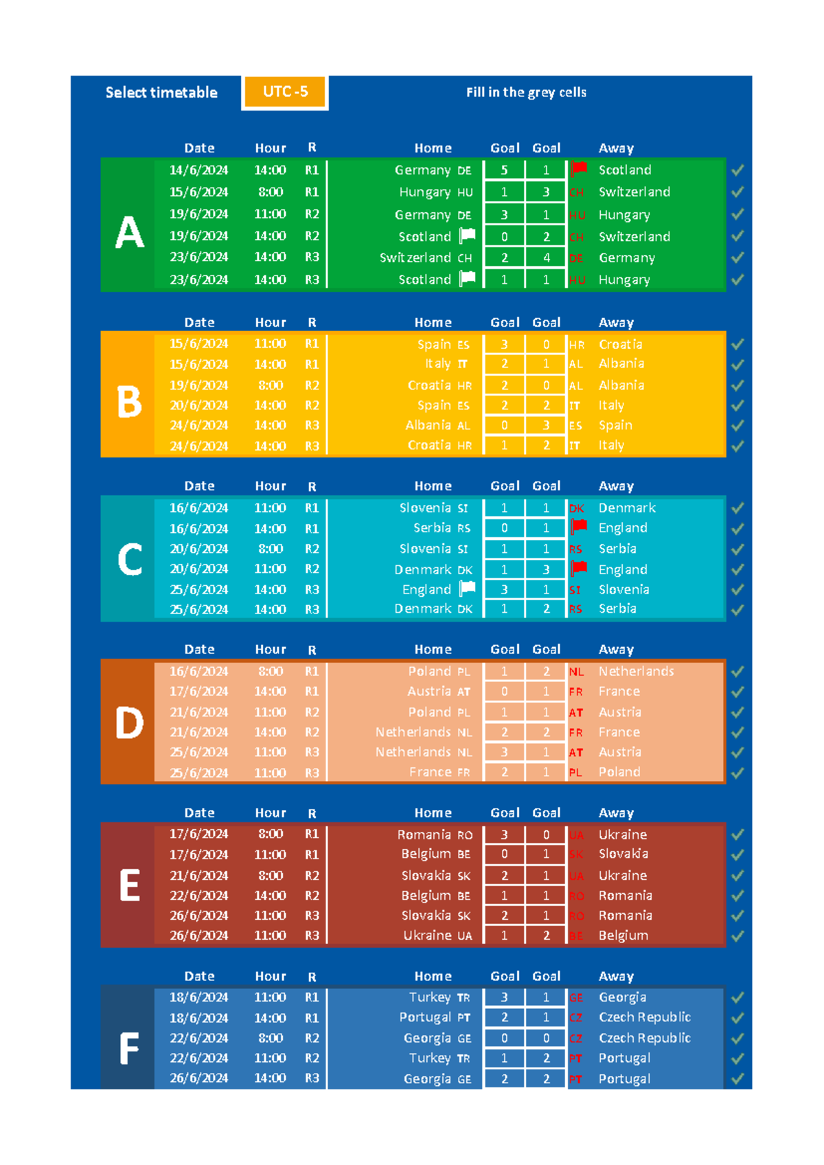 Adminexcel-Euro-2024 Jose - Select timetable Fill in the grey cells ...