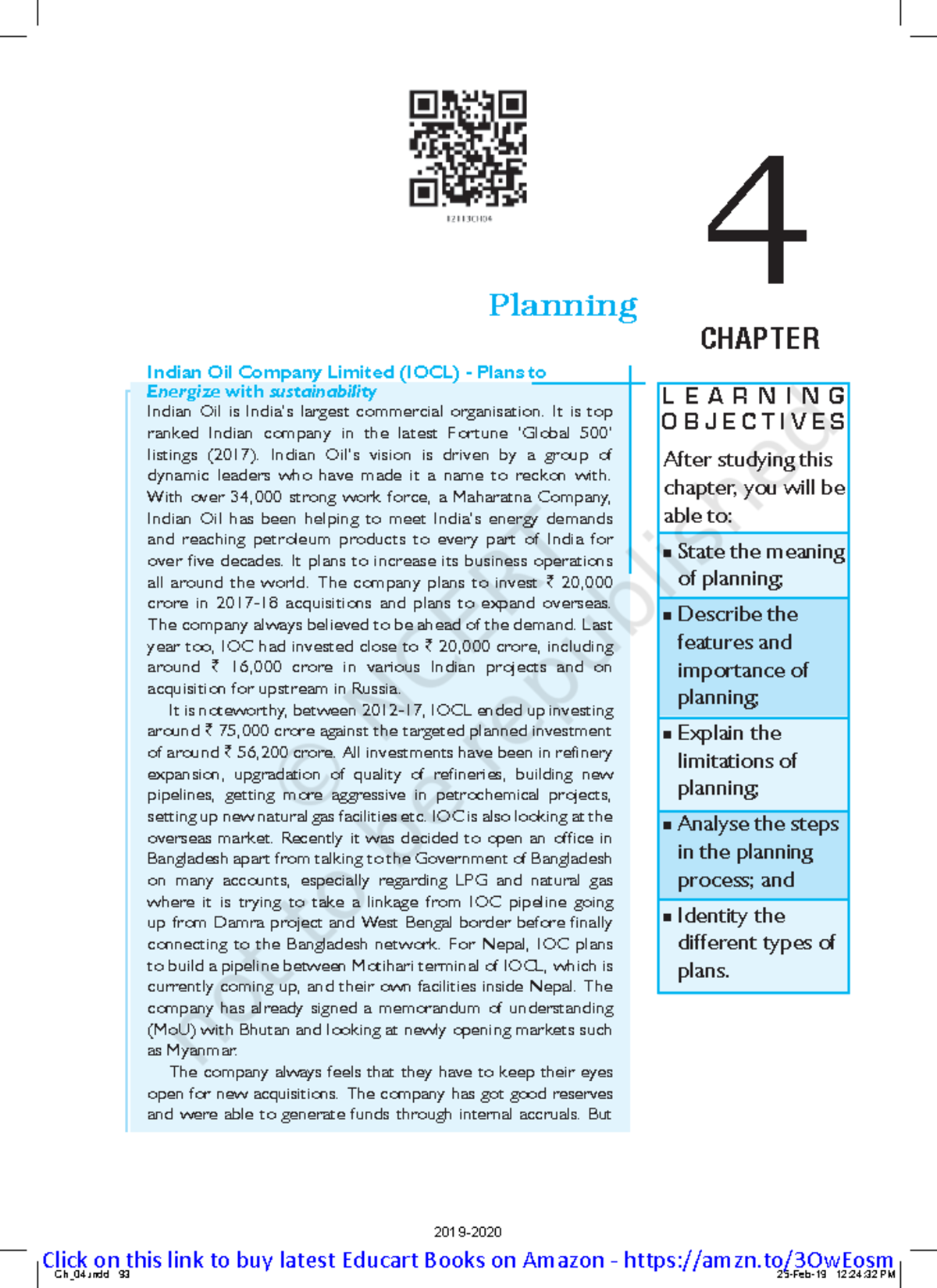 Planning pdf - Planning CHAPTER Indian Oil Company Limited (IOCL) - Plans to Energize with - Studocu