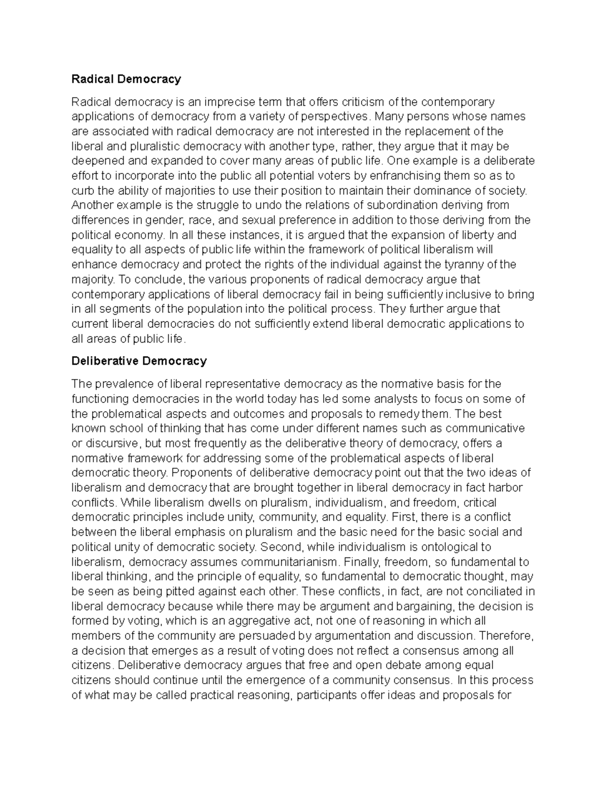 Radical Democracy - Radical Democracy Radical democracy is an imprecise ...