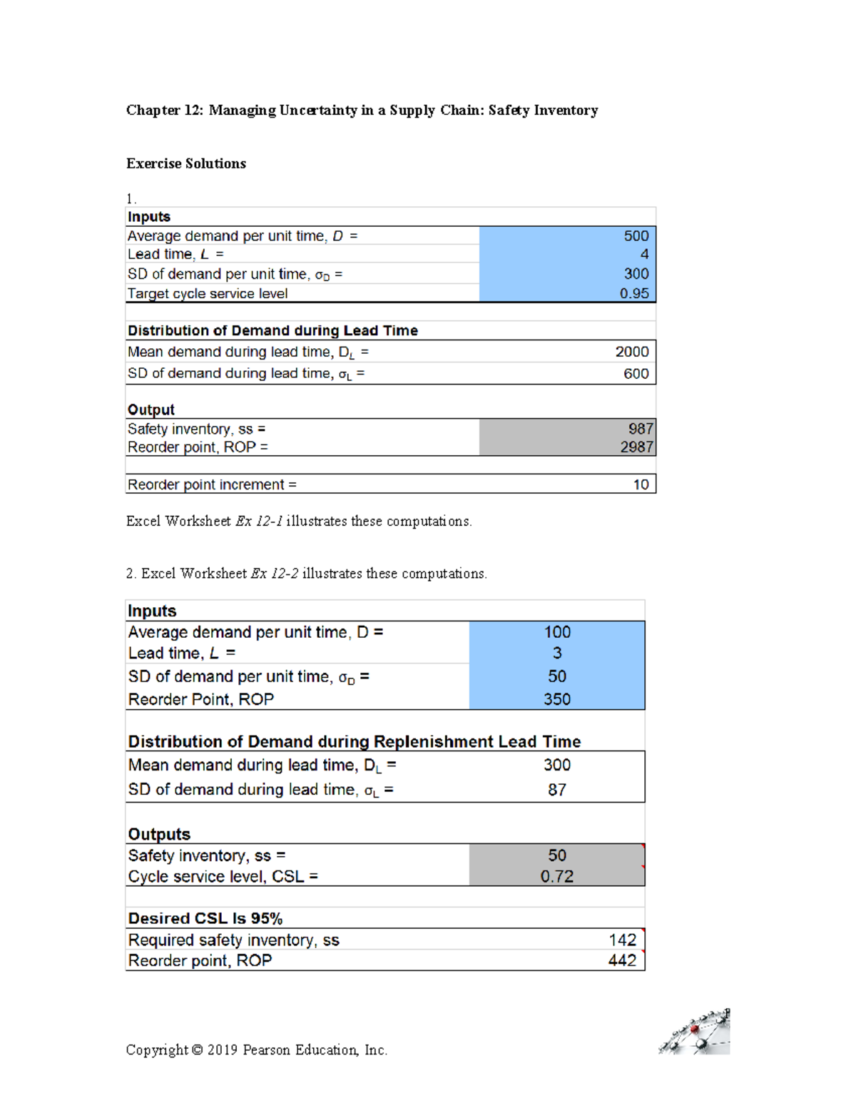 Chapter 12 Exercise answers - Chapter 12: Managing Uncertainty in a Supply Chain: Safety ...