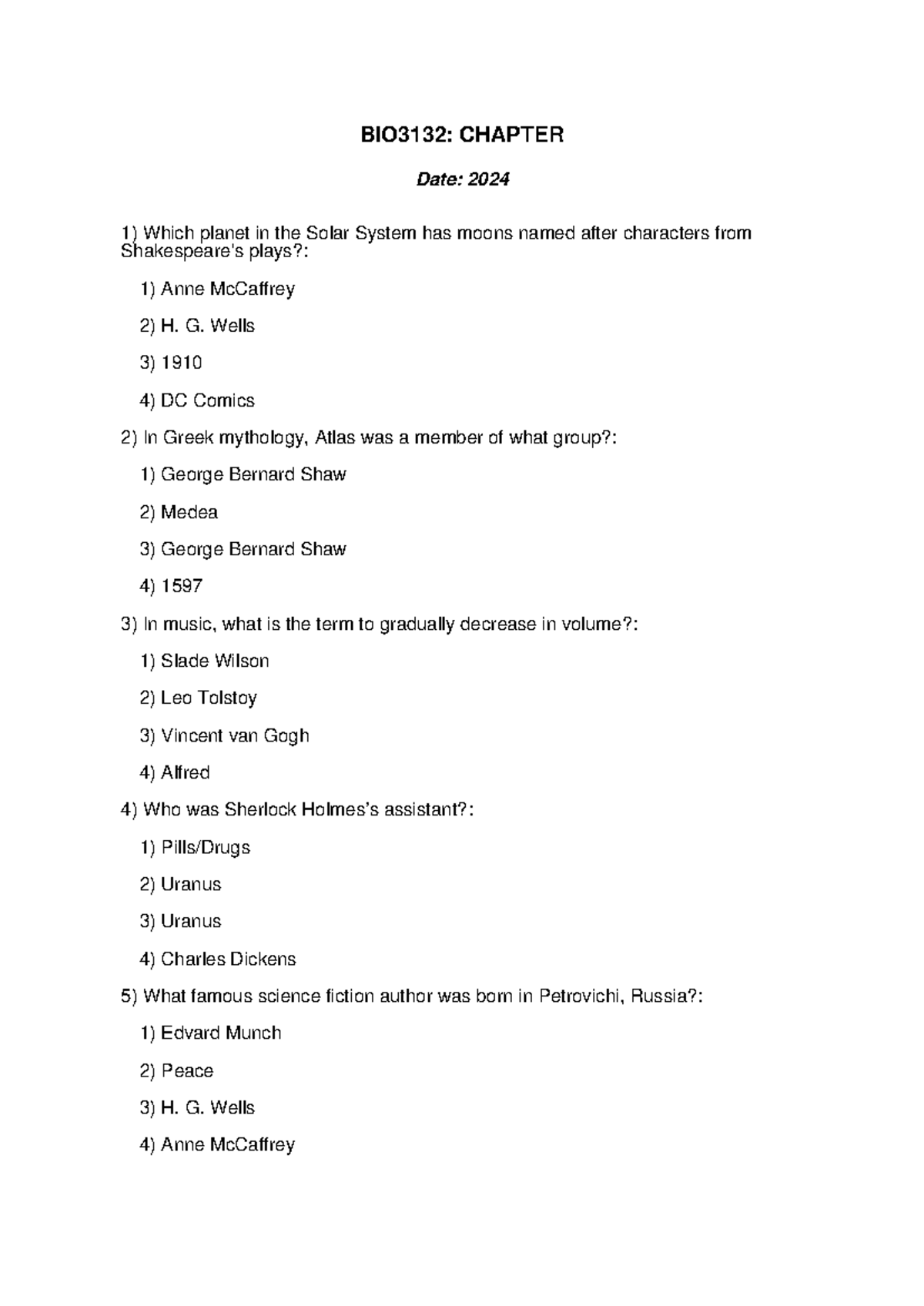 Astronomy 181- Chapter 15 - BIO3132: CHAPTER Date: 2024 Which planet in ...