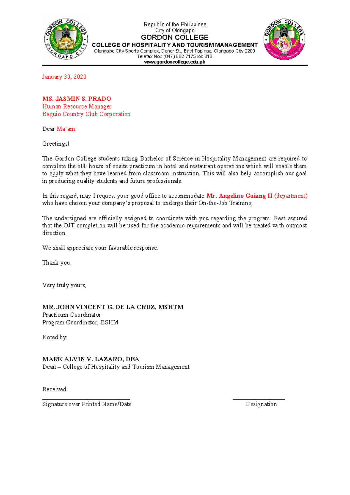 Endorsement- Letter- Individual - Republic of the Philippines City of ...