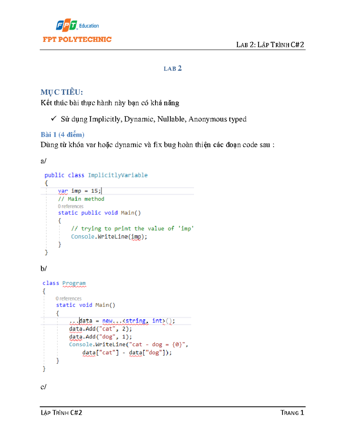 NET102 - Lab2 - da man hinh - Xây dựng trang web 2 - LAB 2 MỤC TIÊU: Kết thúc bài thực hành này ...