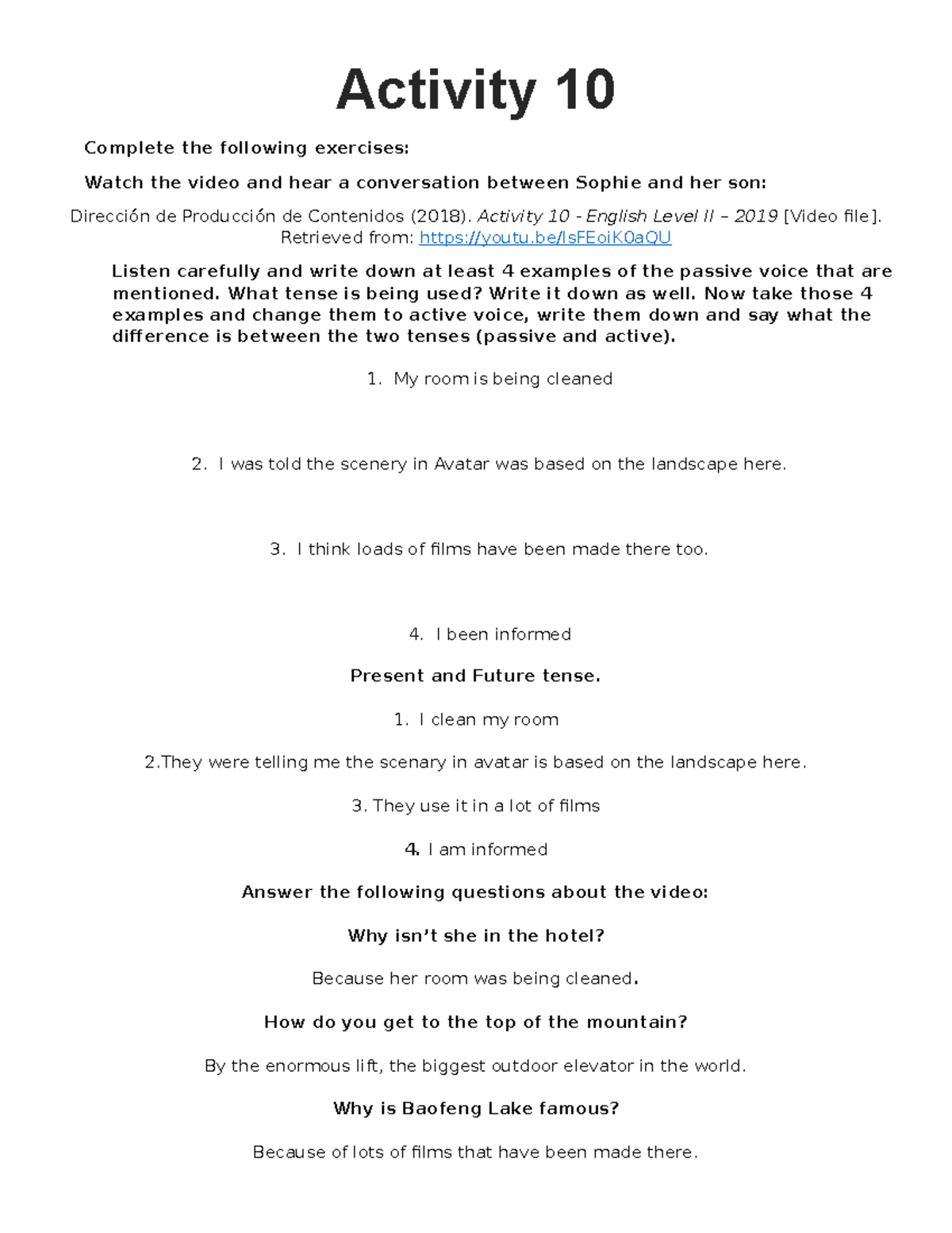 Activity 10 - Apuntes 10 - Activity 10 Complete the following exercises ...