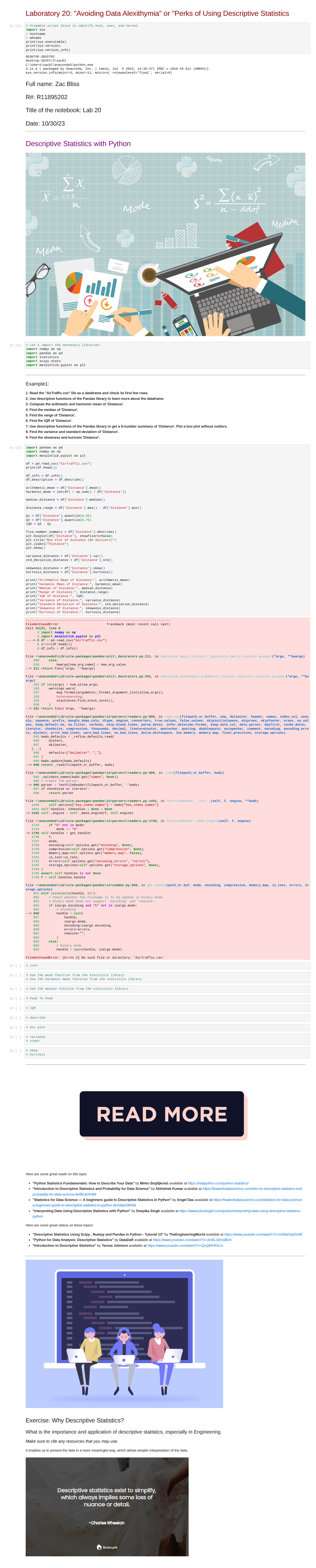 Lab20 - Lab 20 - Laboratory 20: "Avoiding Data Alexithymia" or "Perks of Using - Studocu