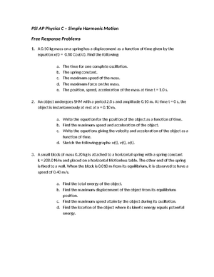 SHM practice - SHM! - AP Physics C Multiple Choice Practice ...