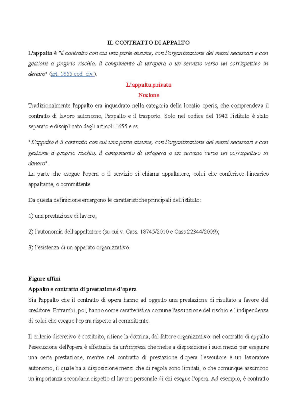 caratteristiche essenziali del contratto di Appalto - IL CONTRATTO DI ...