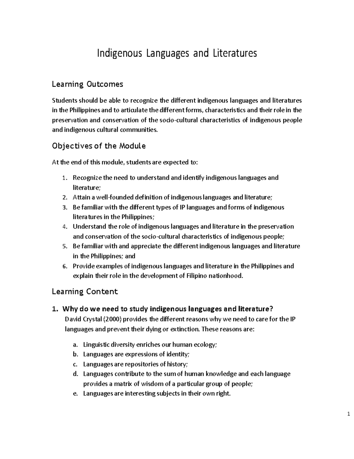 Indigenous Languages and Literatures - Indigenous Languages and ...