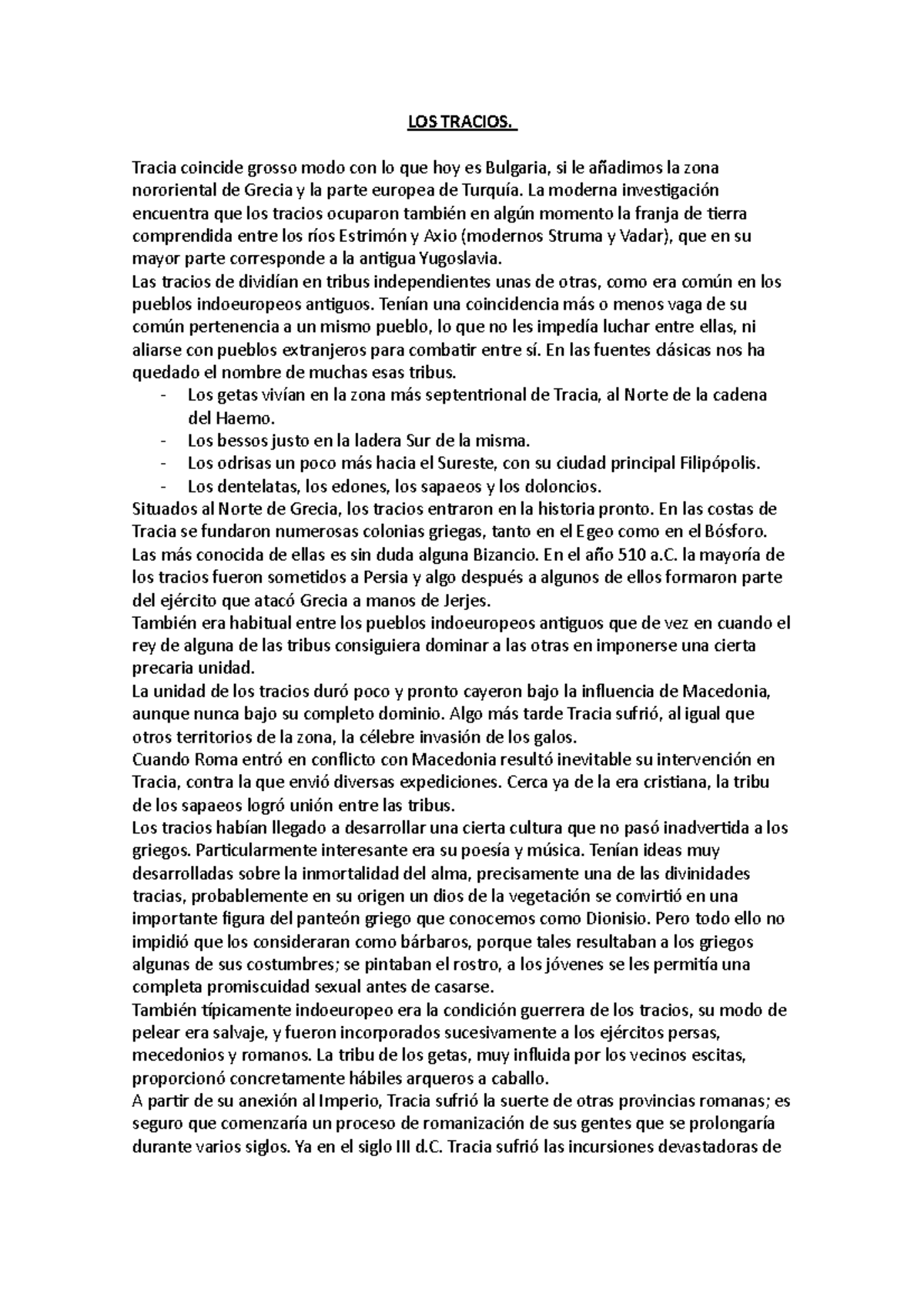 LOS Tracios - Resúmenes de los pueblos indoeuropeos, lectura ...