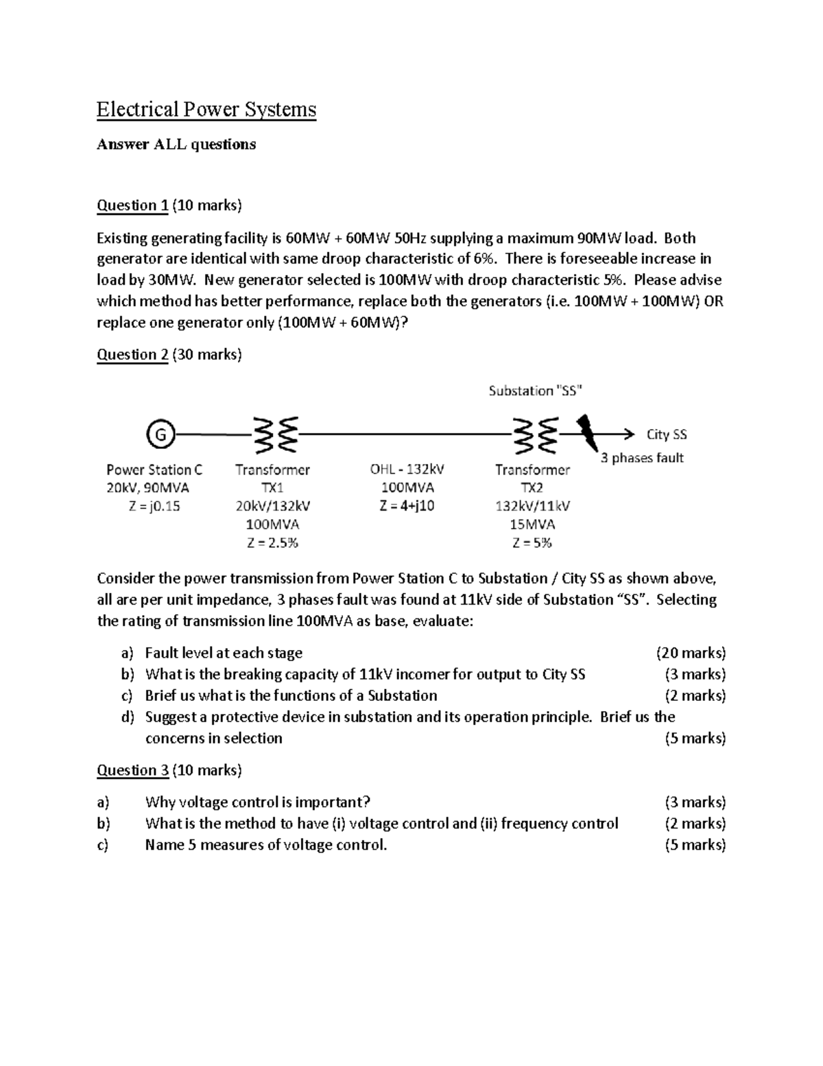 civil engineering - Electrical Power Systems Answer ALL questions ...