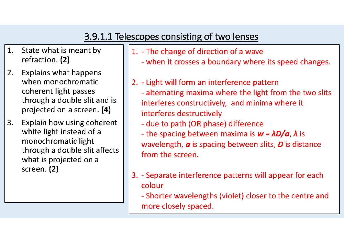 Refracting telescopes A Level Astrophysics - 3.9.1 Telescopes ...