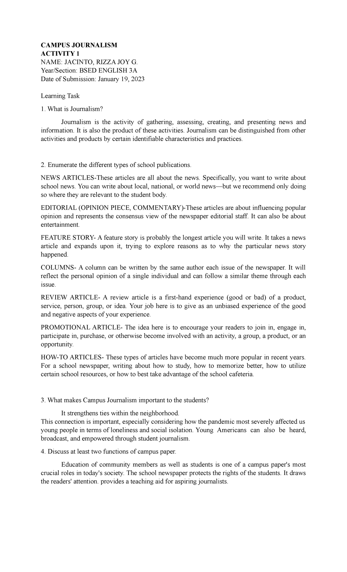 Learning-Task-Campus-Journalism - Jacinto - CAMPUS JOURNALISM ACTIVITY ...