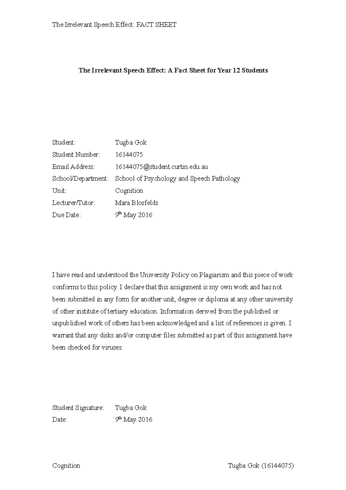 16144075 ISECognition - The Irrelevant Speech Effect: A Fact Sheet for ...