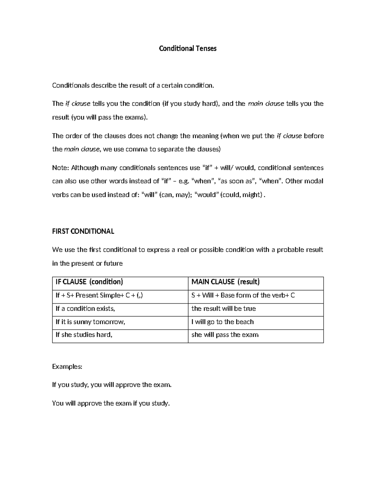 First and Second conditional test= - Conditional Tenses Conditionals ...
