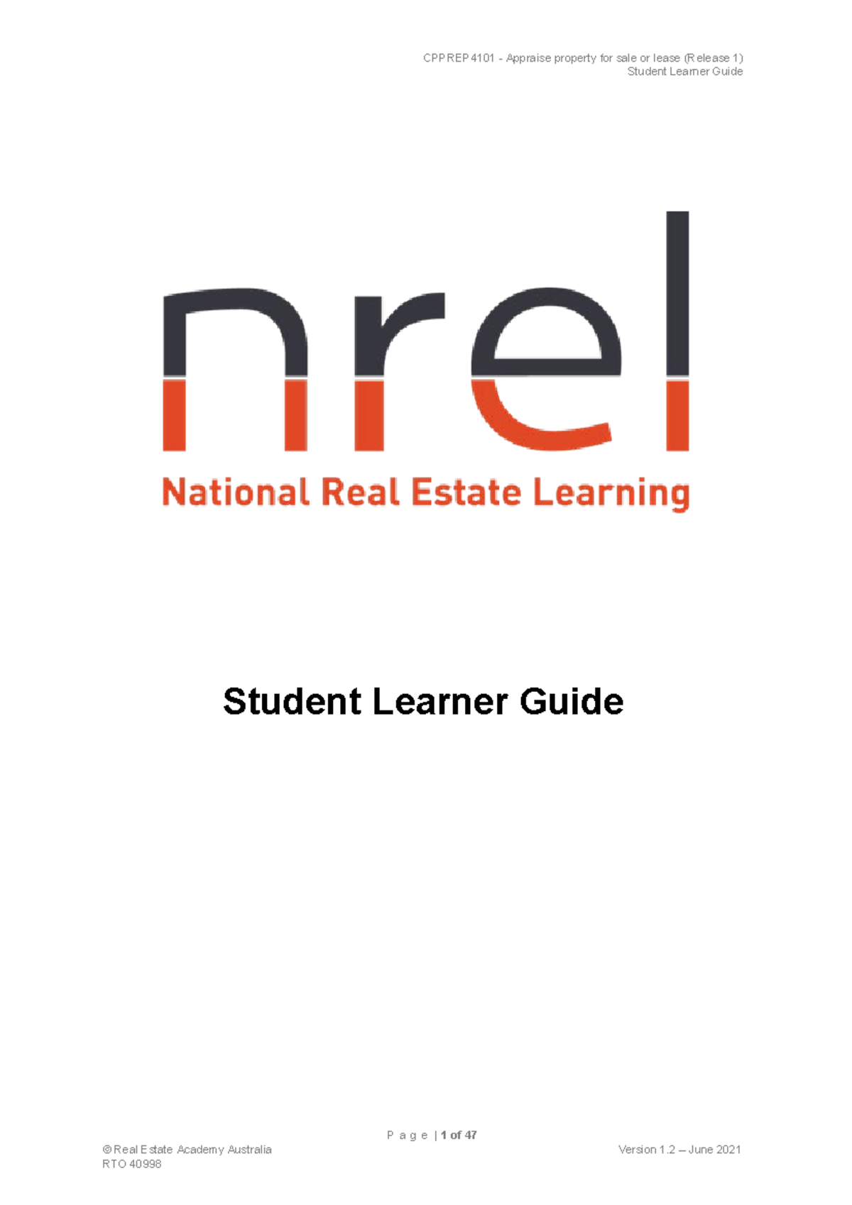 NREL - Cpprep 4101 - Student Learner Guide v1 - Student Learner Guide Page | 1 of 47 © Real ...