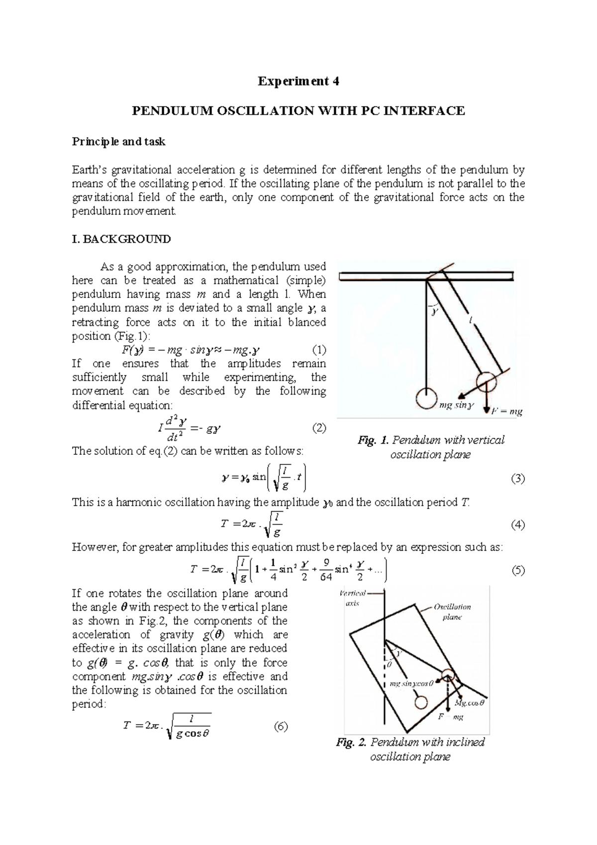 4-Pendulum-oscillation - Experiment 4 PENDULUM OSCILLATION WITH PC ...