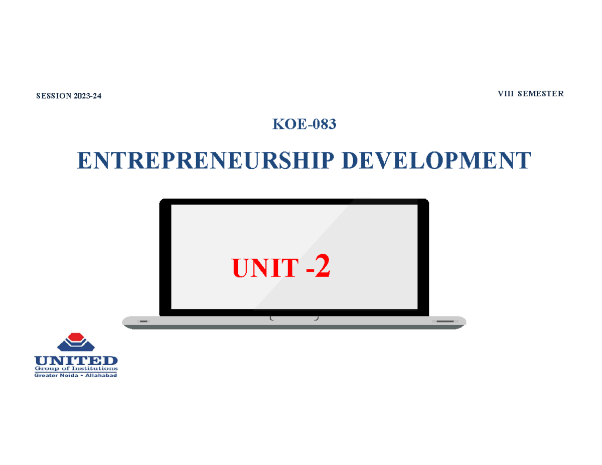 ED UNIT 2 Notes - KOE- ENTREPRENEURSHIP DEVELOPMENT VIII SEMESTER UNIT ...