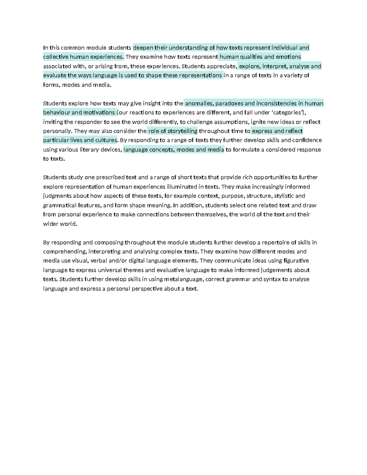 Common Module Notes - In this common module students deepen their ...